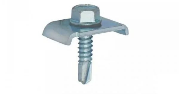 Clema fixare gard zincata 20x30 mm cu surub autoforant 6.3x25 mm
