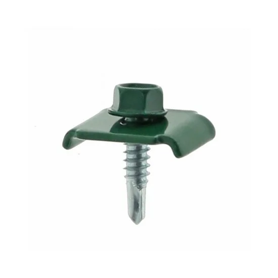 Cleme fixare gard verde 20x30 mm cu surub autoforant 6.3x25 mm